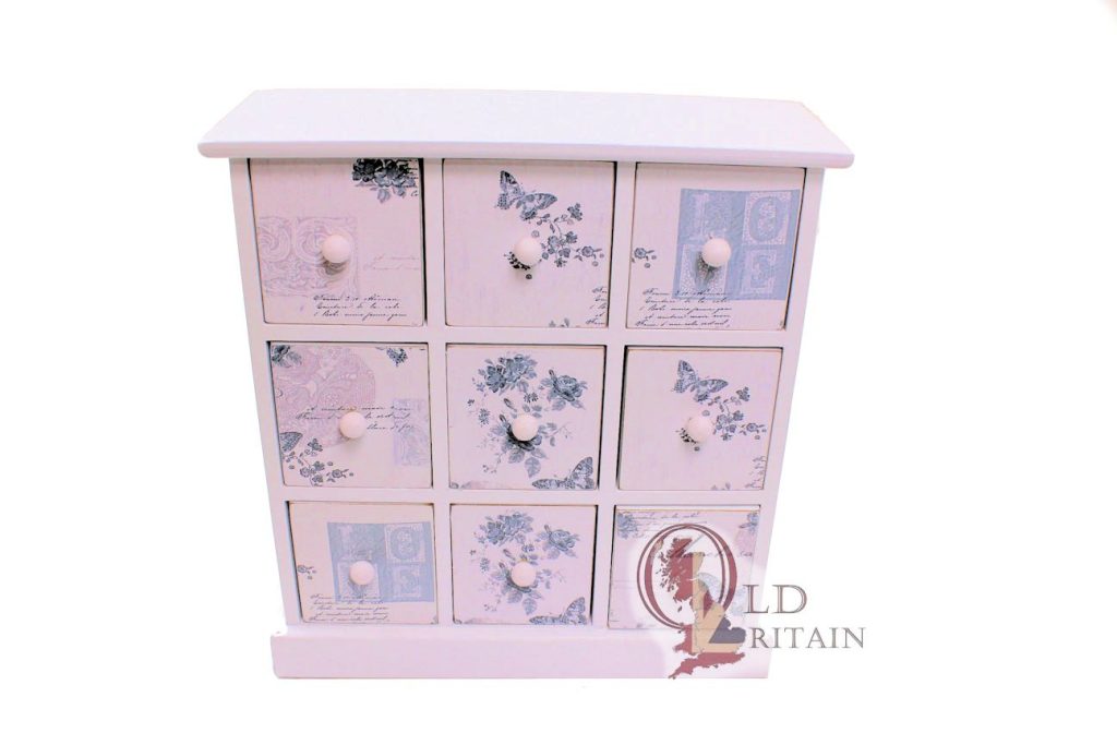 Mini Chest of Drawers - Floral Pattern Cabinet - 9 Drawer